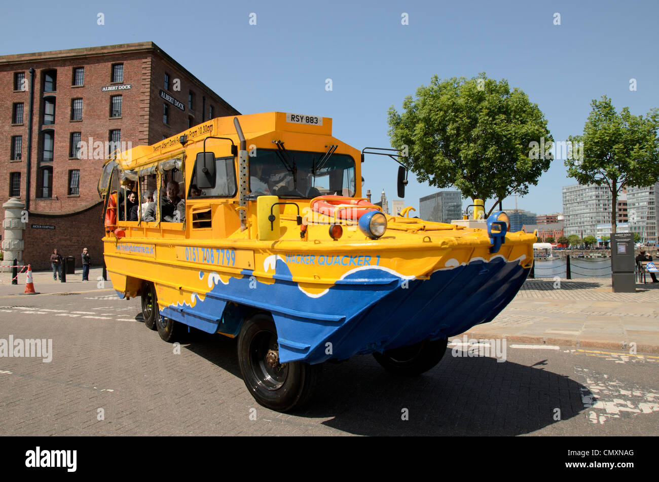 The yellow duckmarine at Albert Dock Liverpool gives amphibious tours ...