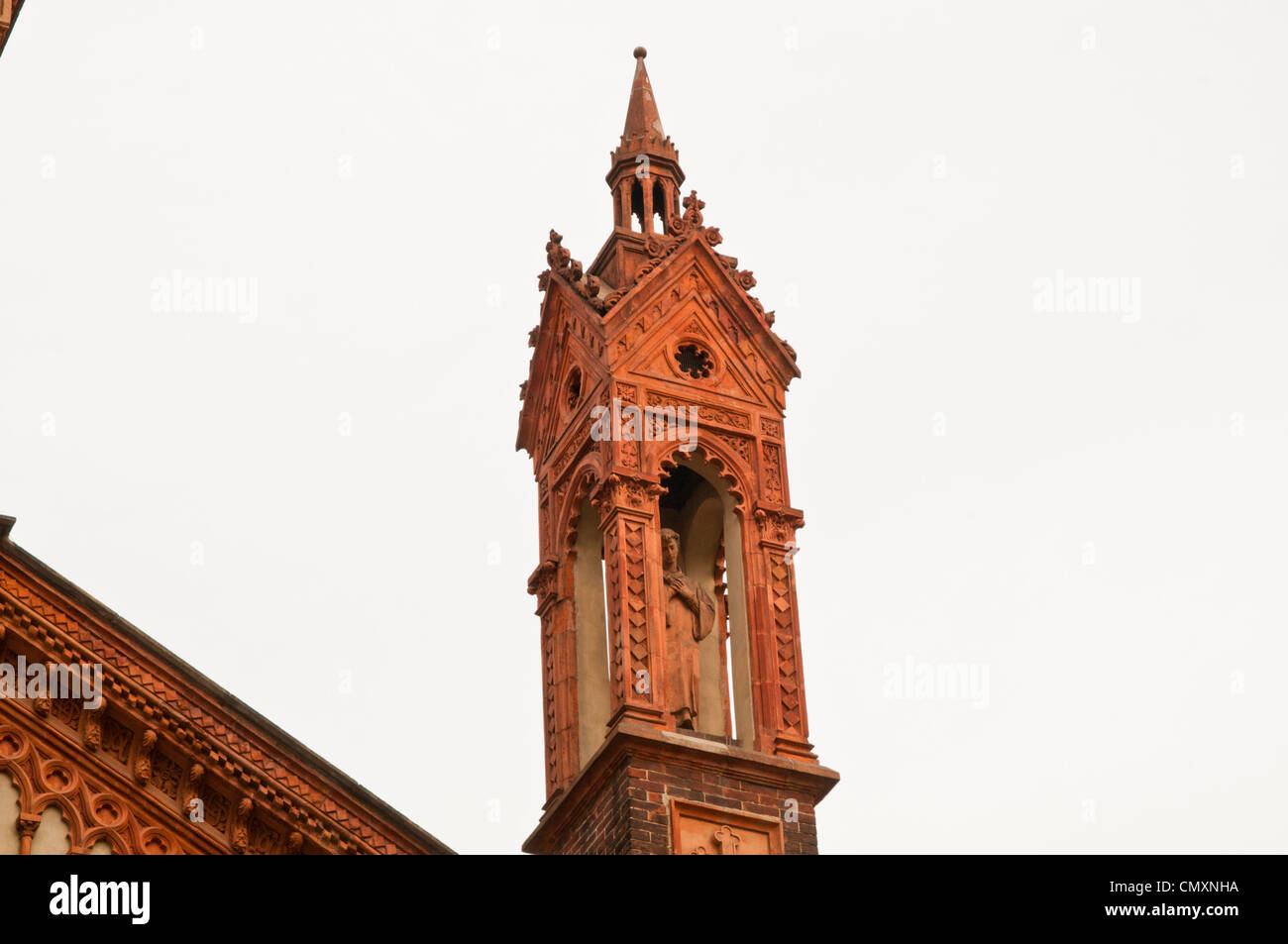 Ornate clay brick Italian roof-line detail on a Church Stock Photo - Alamy