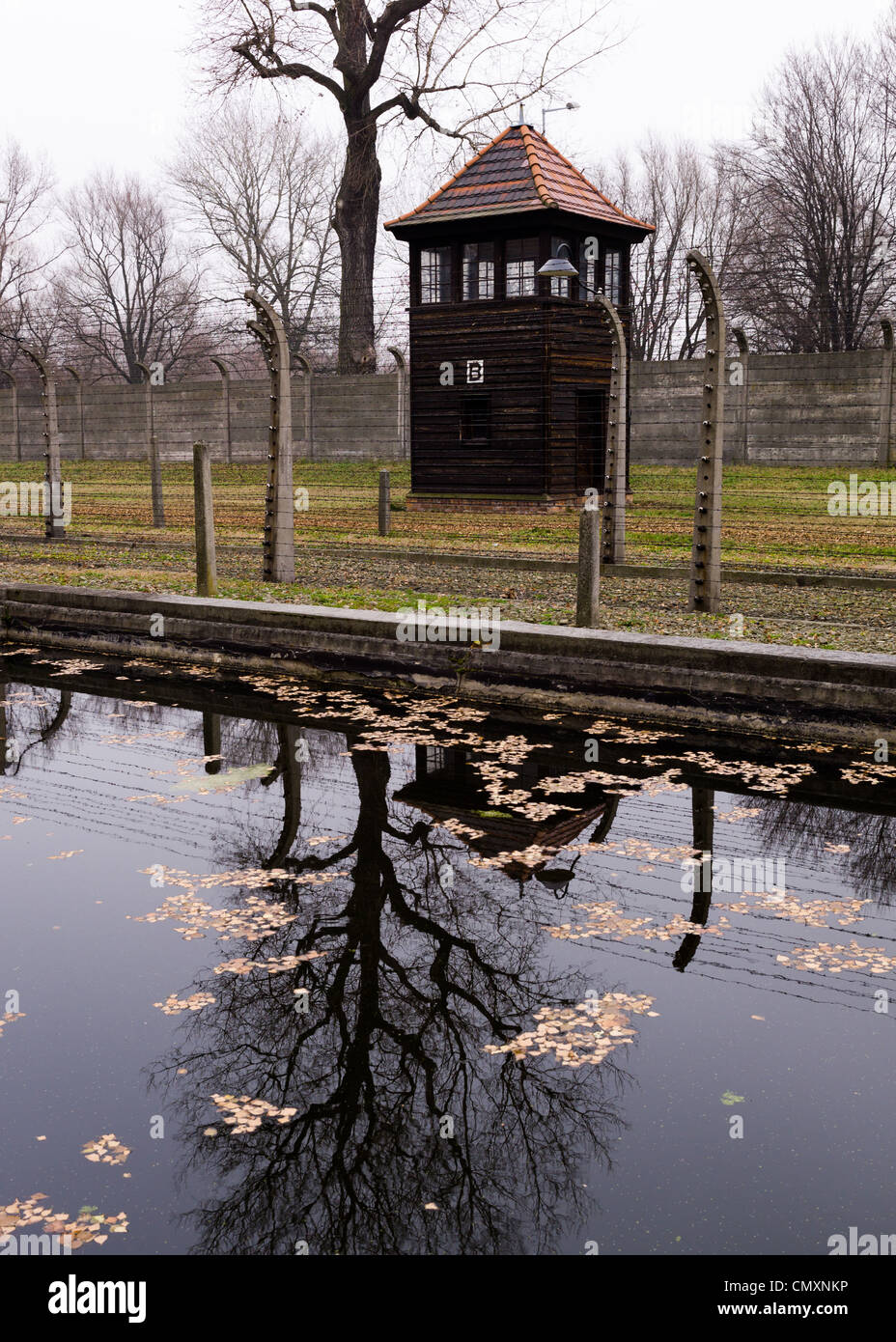A guard tower at Auschwitz concentration camp, Poland Stock Photo - Alamy