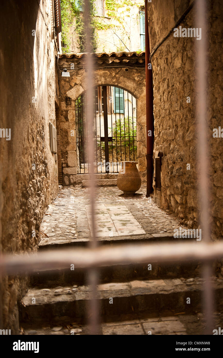 Locked, private gate entrance of a hilltop village in Saint-Paul-de ...