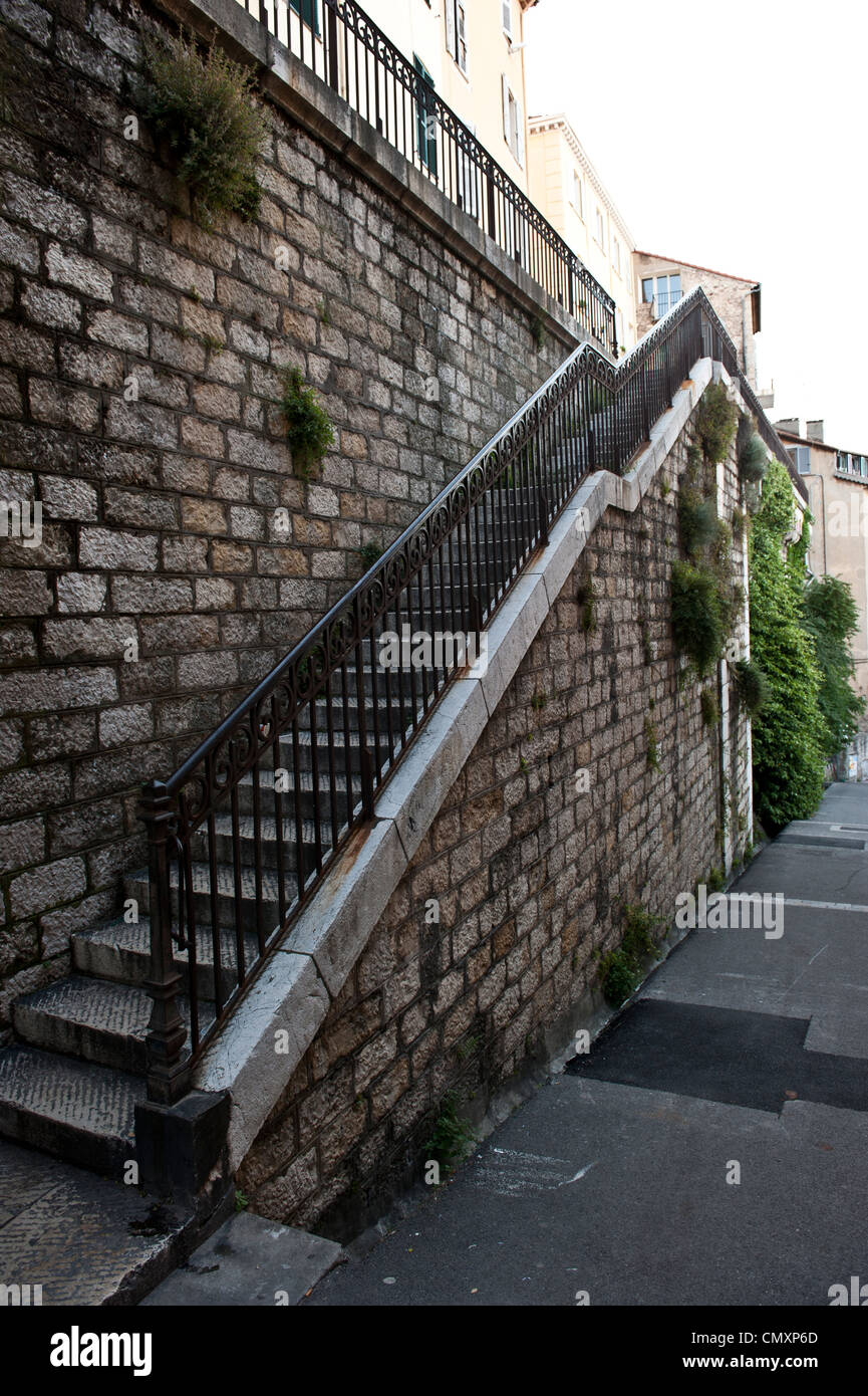 Stairway going up the side of a building Stock Photo - Alamy