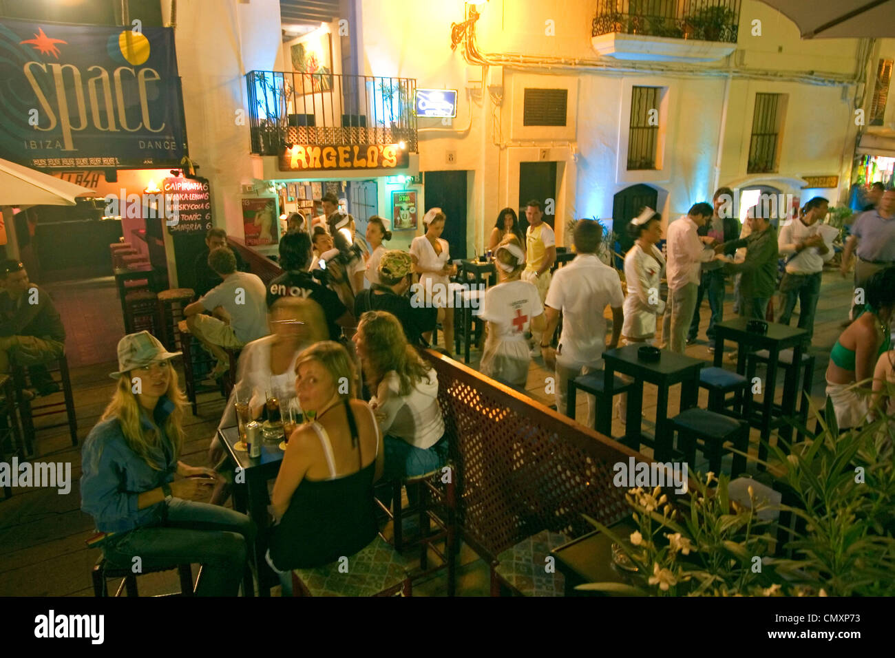 Spain, Baleares island, Ibiza bars nightlife Stock Photo - Alamy