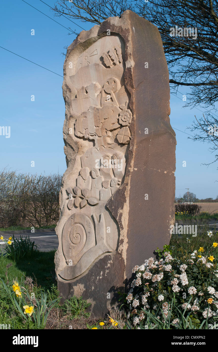 Ledston Luck stone name obelisk Stock Photo - Alamy