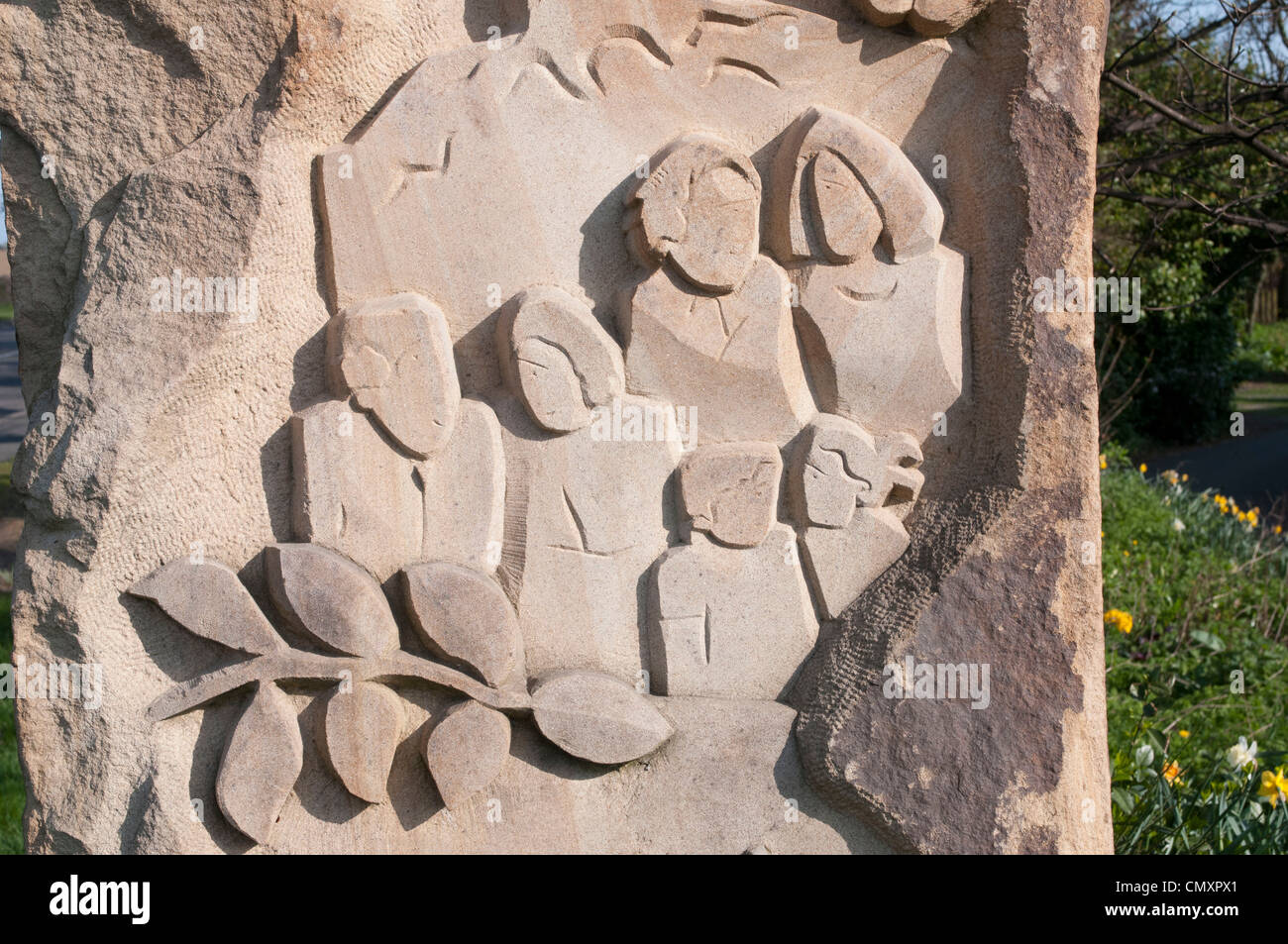 Ledston Luck stone name obelisk Stock Photo - Alamy