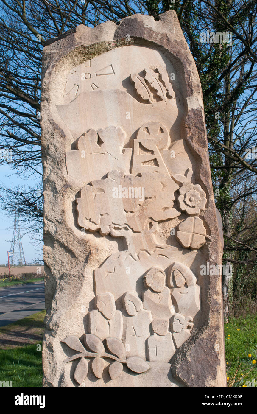 Ledston Luck stone name obelisk Stock Photo - Alamy