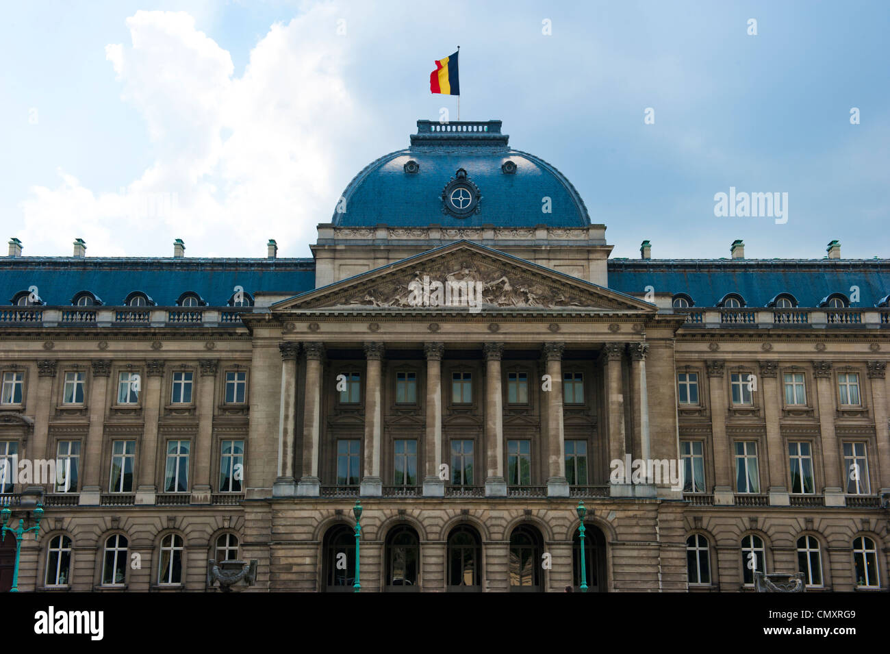 The Belgium flag on top of the Royal Palace in Brussels Stock Photo - Alamy