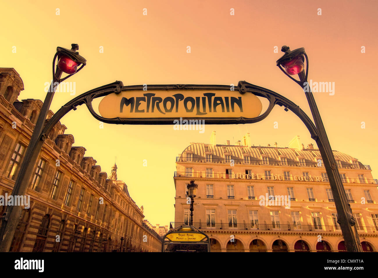 France Paris Metro entrance sign art nouveau Stock Photo - Alamy