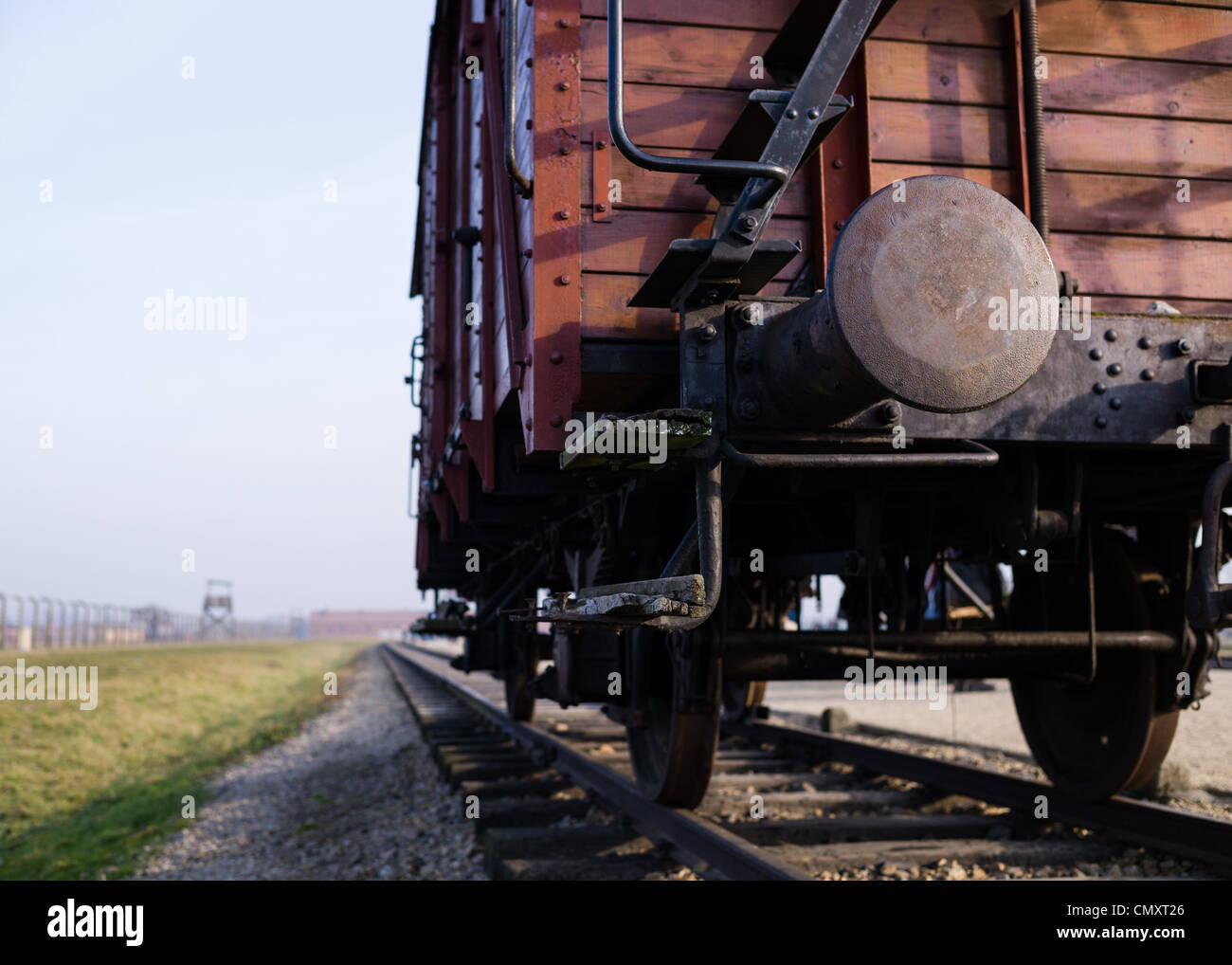 Prisoner transport carriage at Auschwitz II, Birkenau, Poland Stock ...
