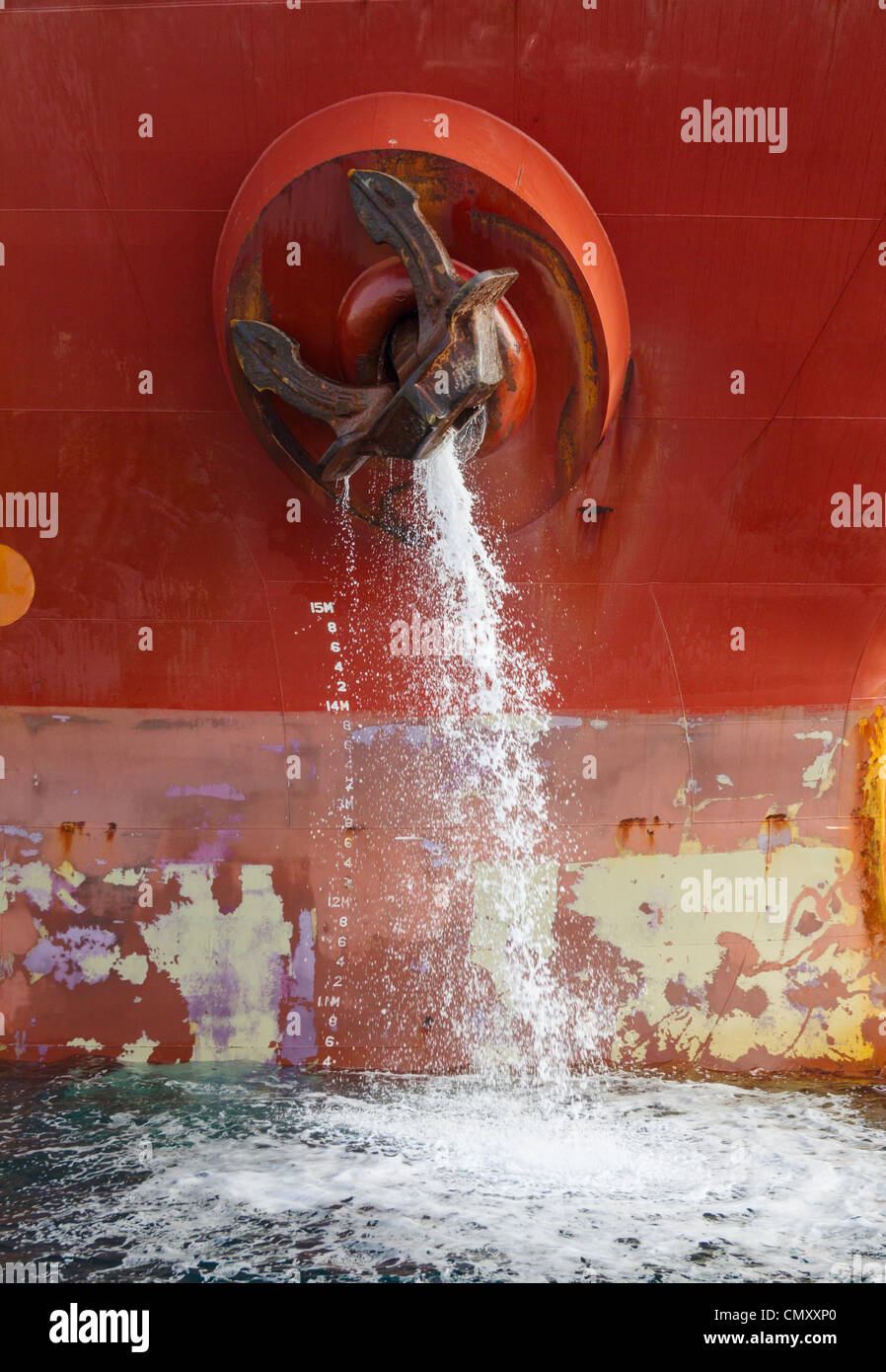 Oil tanker emptying ballast water as it arrives in port Stock Photo - Alamy