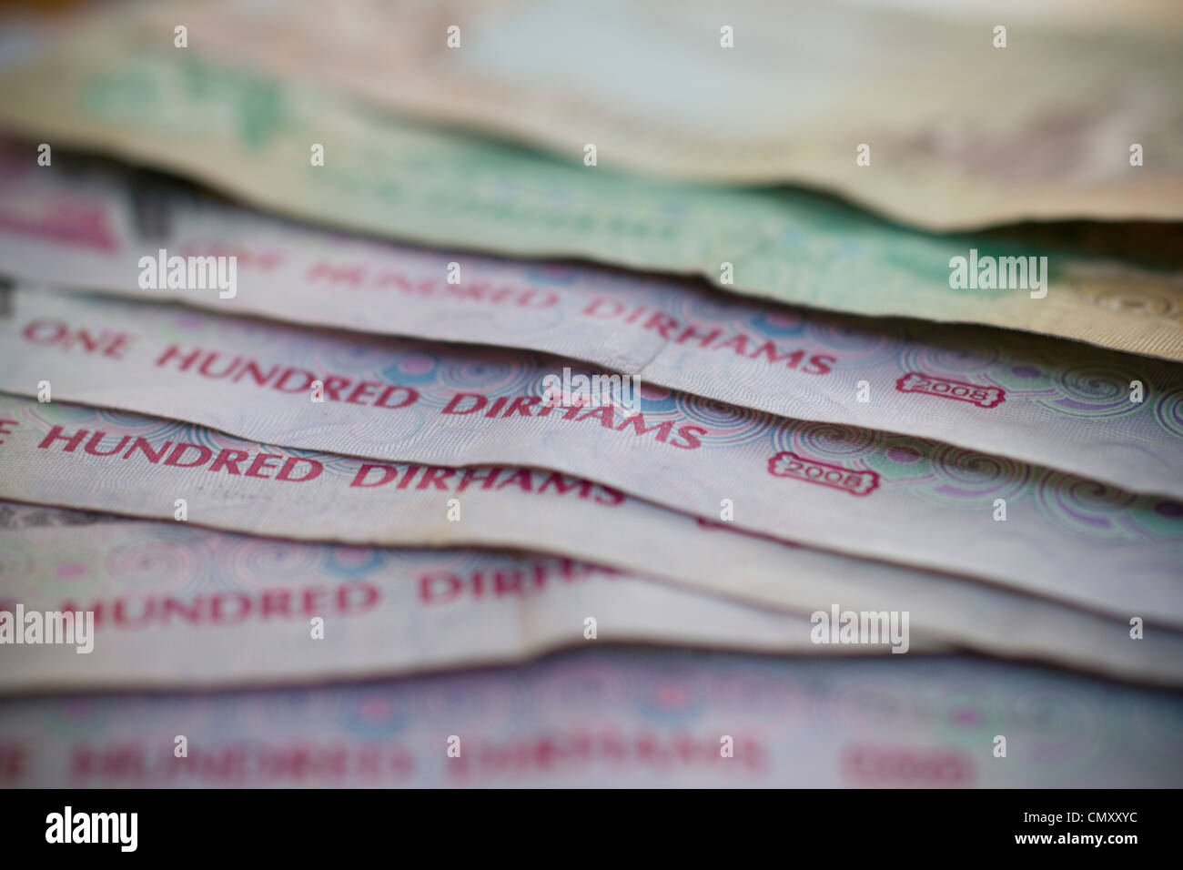 dirhams dirham notes cash currency United arab emirates UAE one hundred ...