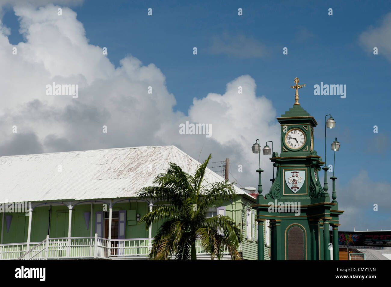 Berkeley Memorial clock tower, Basseterre, St Kitts Stock Photo - Alamy