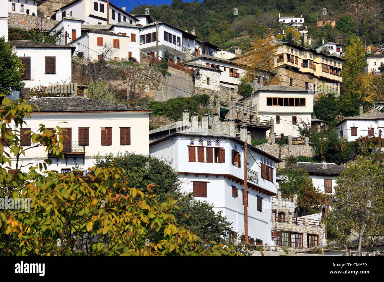 Makrinitsa village, Pelion mountain, Magnisia, Thessaly, Greece Stock ...