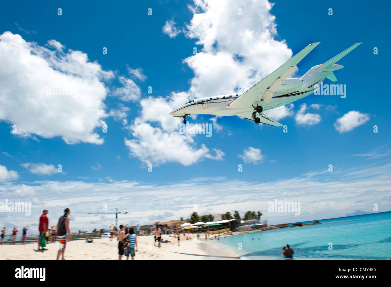 A commercial airliner airplane landing on a remote island Stock Photo ...