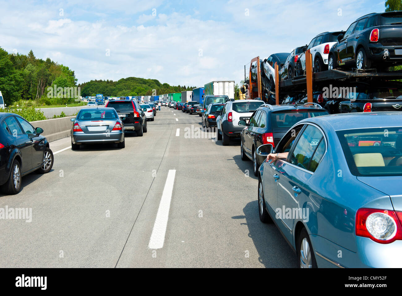 High traffic along the autobahn in Germany Stock Photo - Alamy