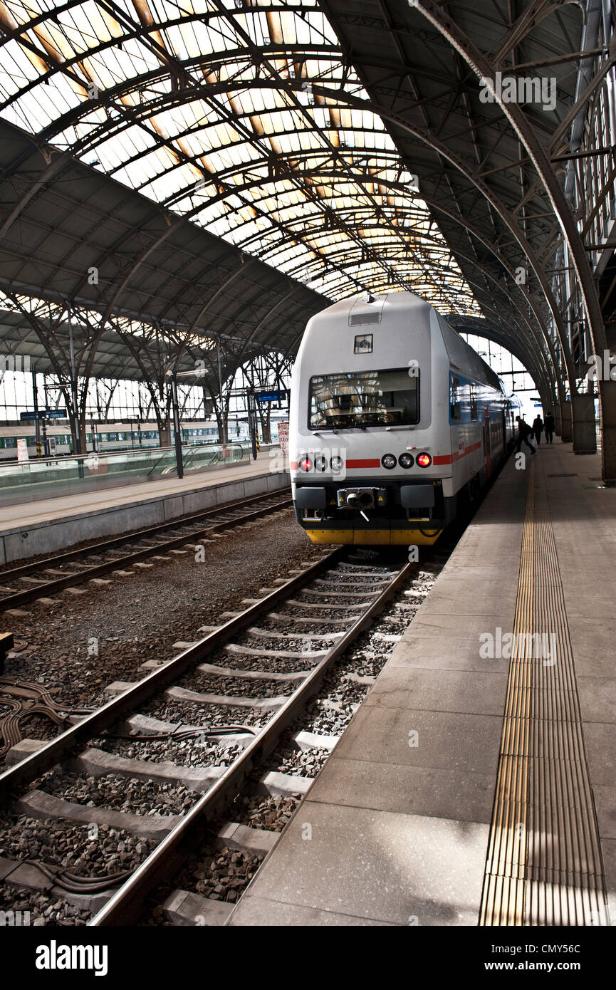 A train leaving the train station in germany Stock Photo - Alamy