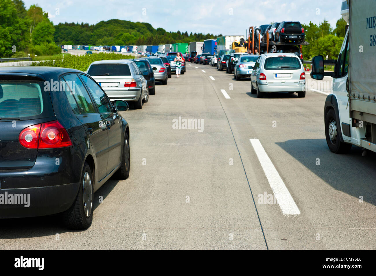 High traffic along the autobahn in Germany Stock Photo - Alamy