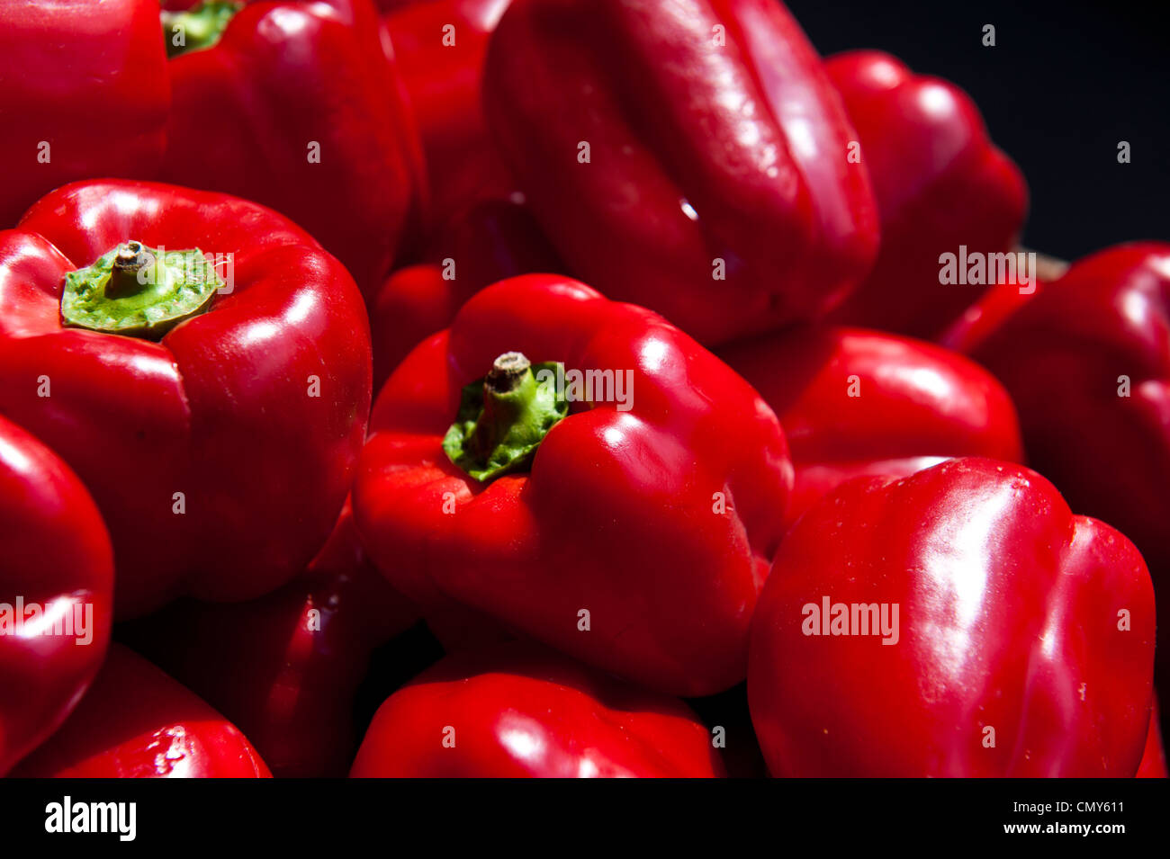 A photo of big red bell peppers Stock Photo - Alamy