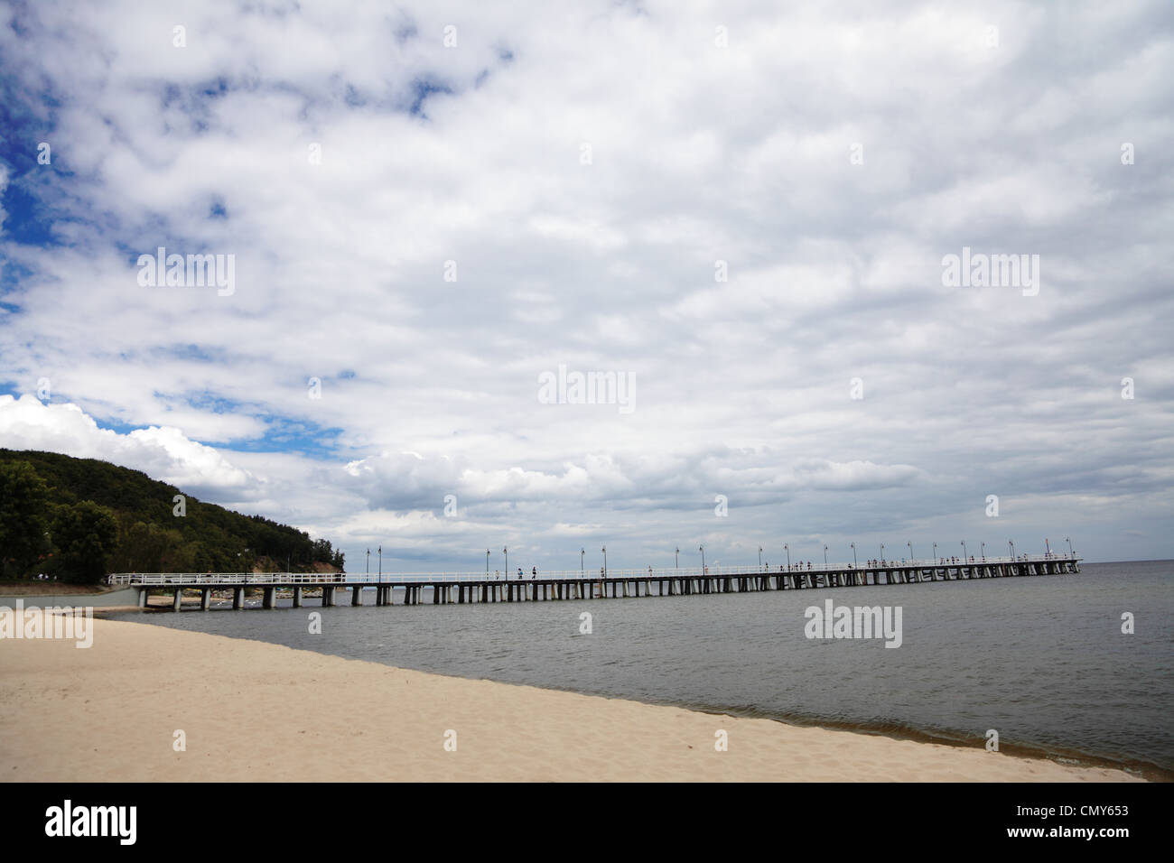 beach wooden pier in baltic sea - Orlowo, Gdynia, Poland Stock Photo ...