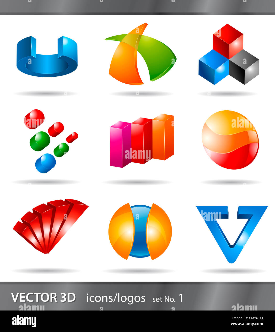 set of 3d icons or logos designs for branding Stock Photo - Alamy