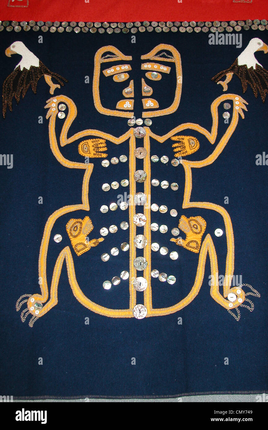 Tlingit Button Blanket in a longhouse, Wrangell,Alaska Stock Photo - Alamy