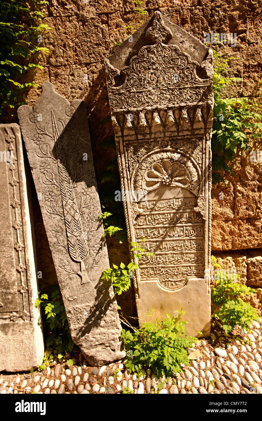 Islamic Grave stones in the Archeological Museum, Rhodes, Greece ...