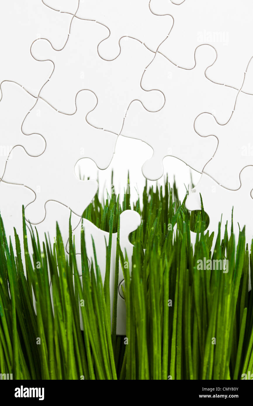 Green grass and Puzzle, concept of Environmental Conservation Stock ...