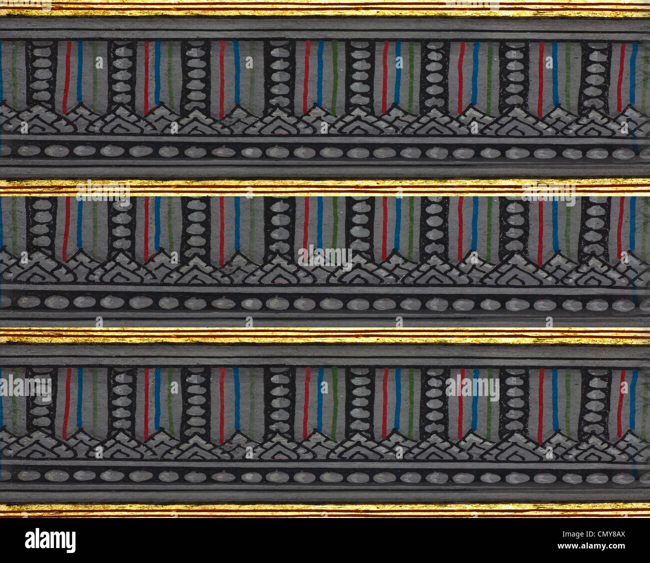 Vintage traditional Thai style art painting on temple Stock Photo - Alamy