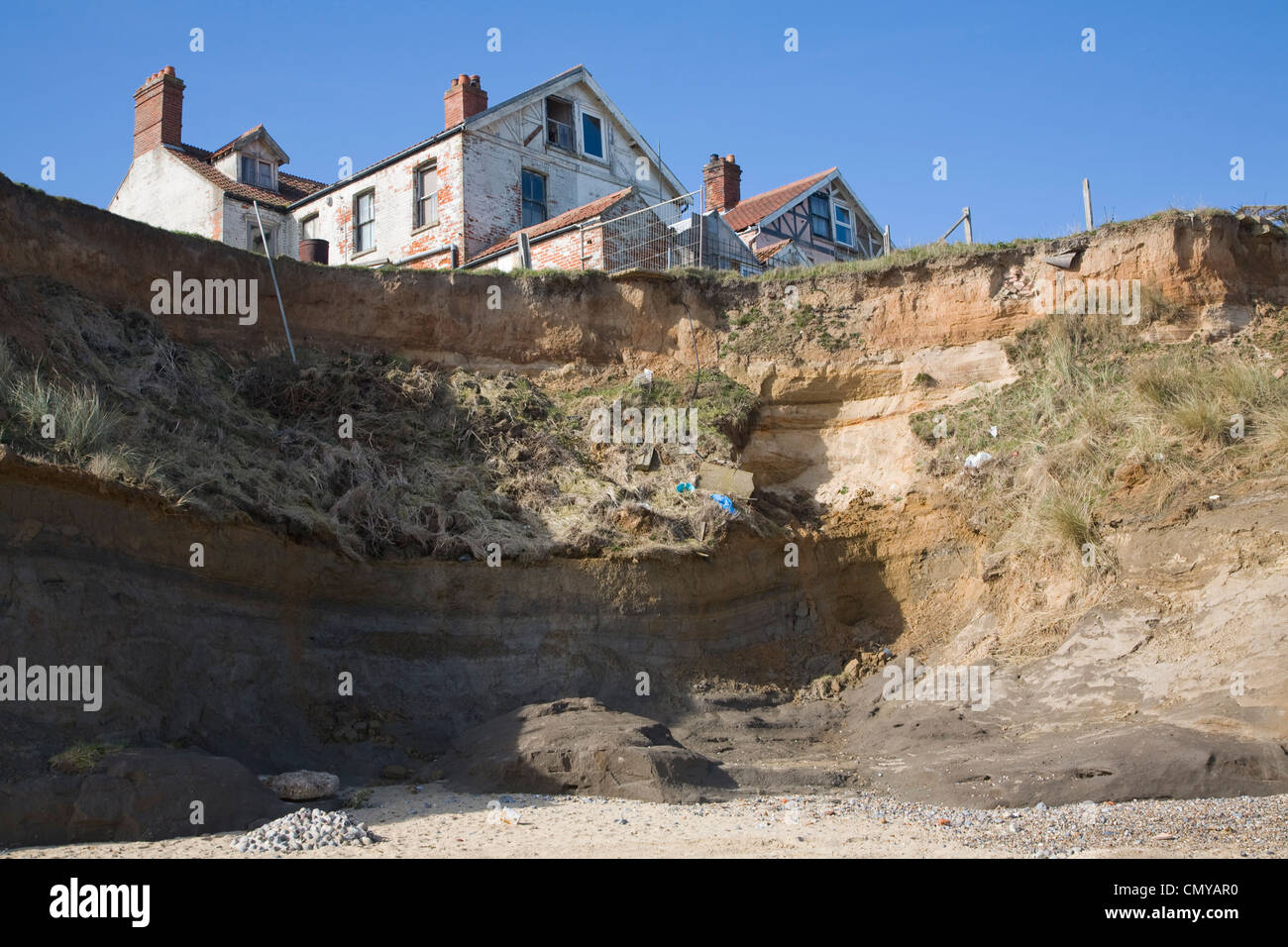 Rapid coastal erosion Happisburgh Norfolk England Stock Photo - Alamy
