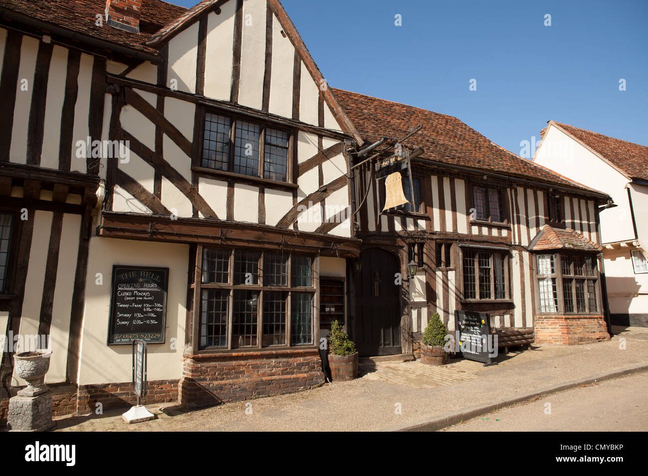 The Bell Inn Tudor public house, in the famous village of Kersey ...