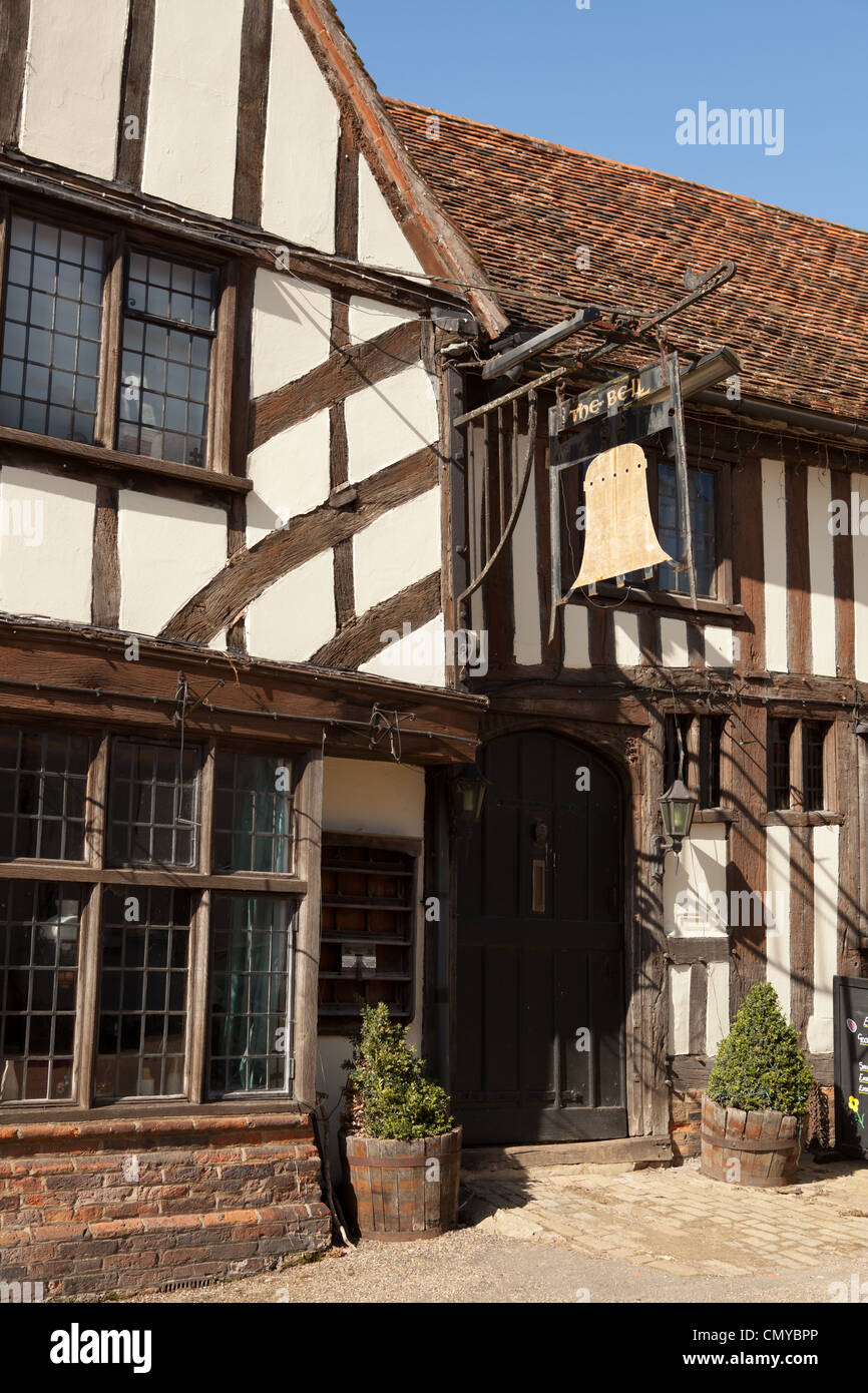 The Bell Inn Tudor public house, in the famous village of Kersey ...