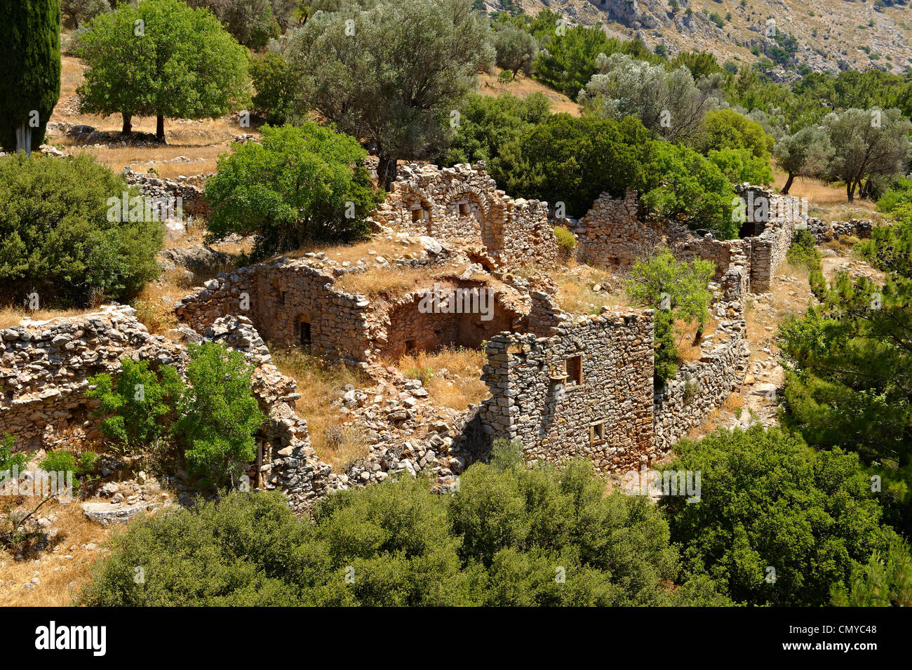 Ruins of the 11th century Byzantine of the Nea Moni Monastery, Chios ...