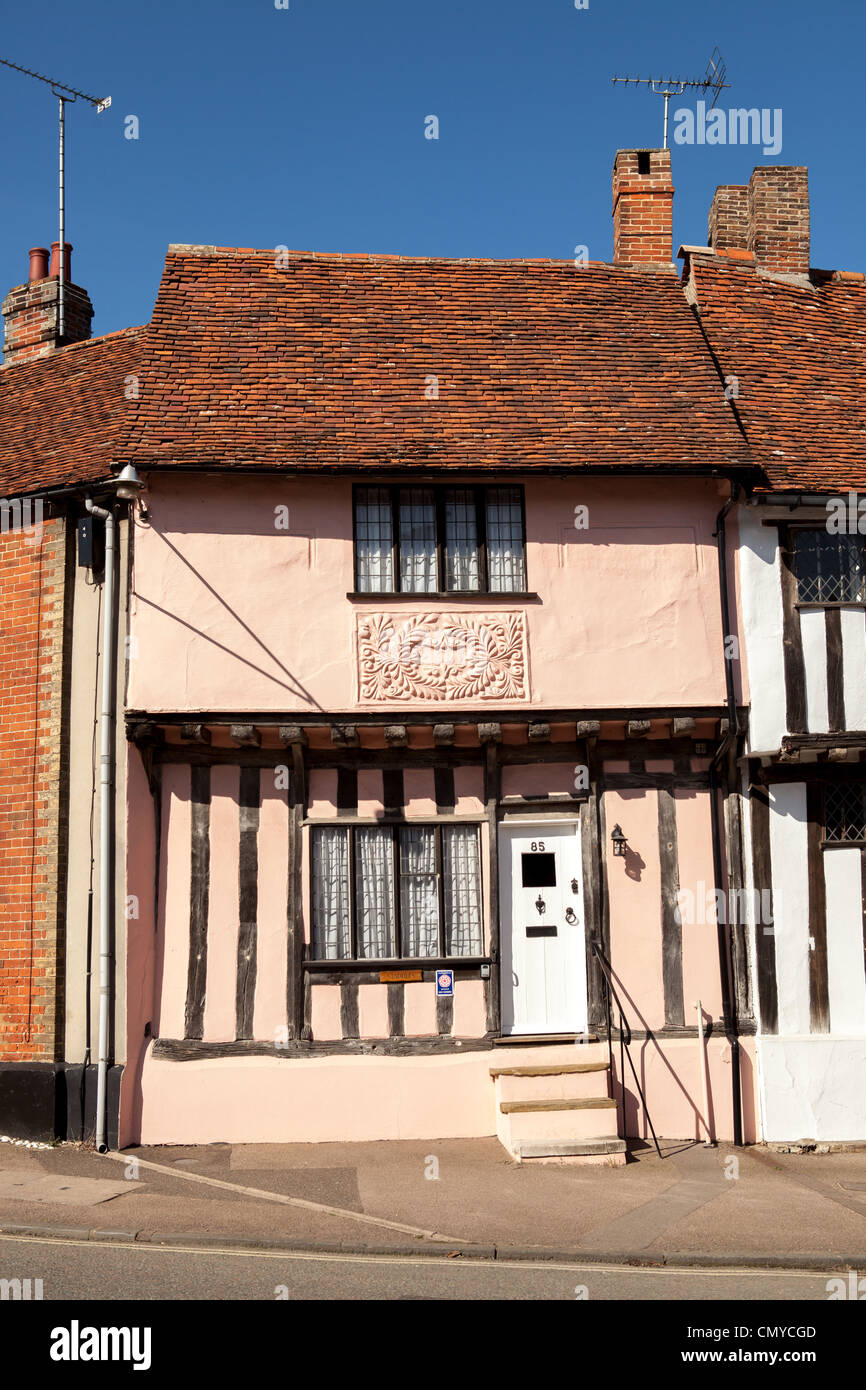 Medieval tudor house with decorative plasterwork, Lavenham, Suffolk ...