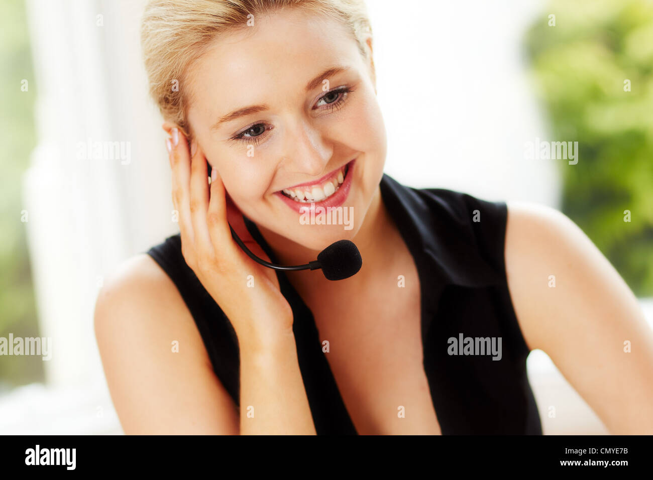 Girl in call centre Stock Photo - Alamy