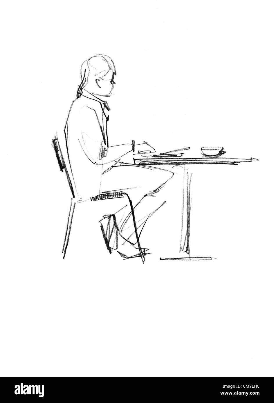 Sitting man table meal Cut Out Stock Images & Pictures - Alamy