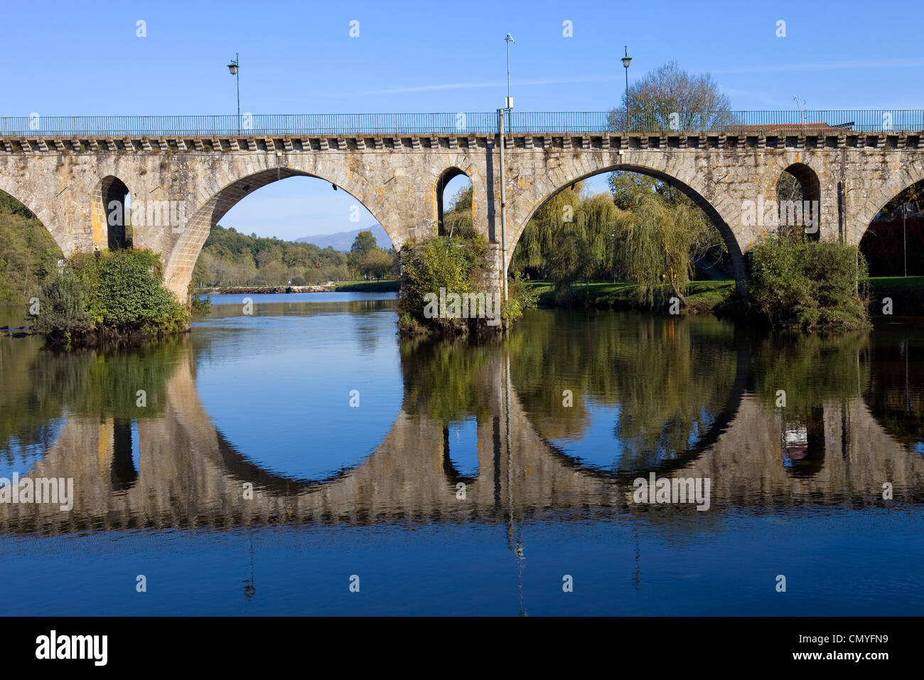 ancient roman bridge of Ponte da Barca in the north of Portugal Stock ...