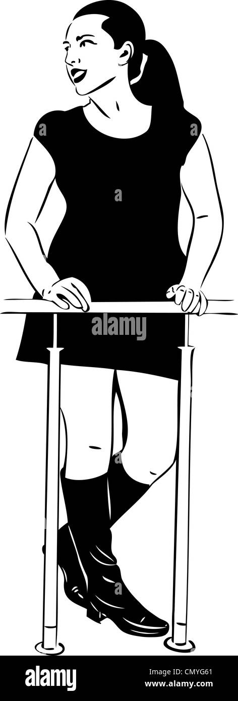 sketch of the girl put her hands on the railing Stock Photo - Alamy