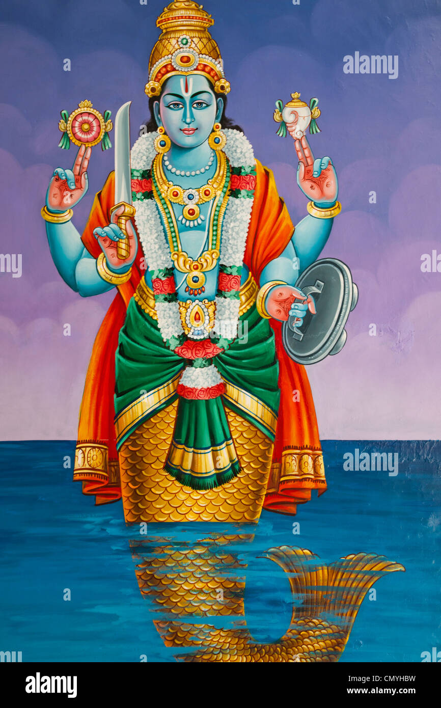 Singapore, Sri Mariamman Temple, The Main Prayer Hall, Painting of ...