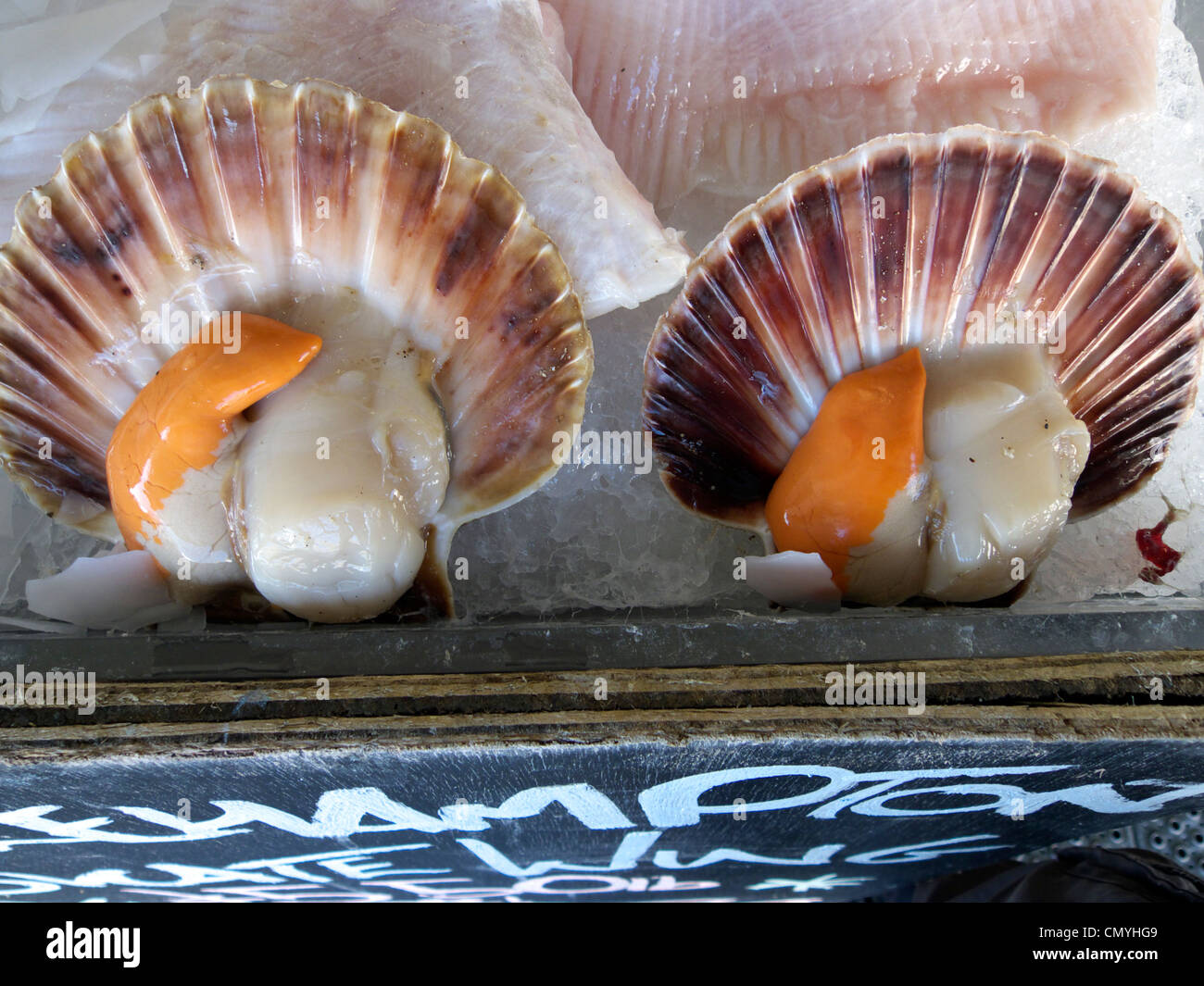 united kingdom littlehampton a wet fish display on a fishmongers stall ...
