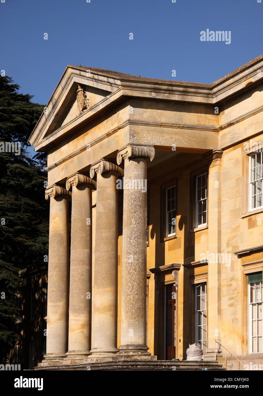 Ionic columns on the front of Spetchley House, near Worcester Stock ...