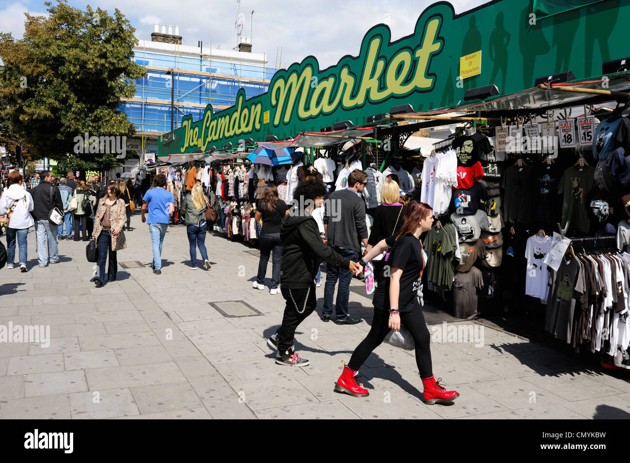 United Kingdom, London, Camden, walkers at the Camden Market Stock ...