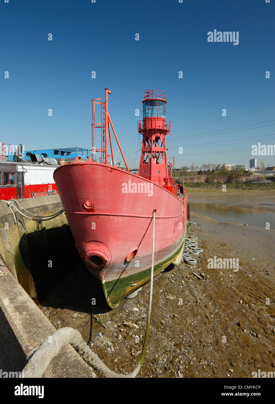 Lighthouse boat, Trinity Buoy Wharf Stock Photo - Alamy