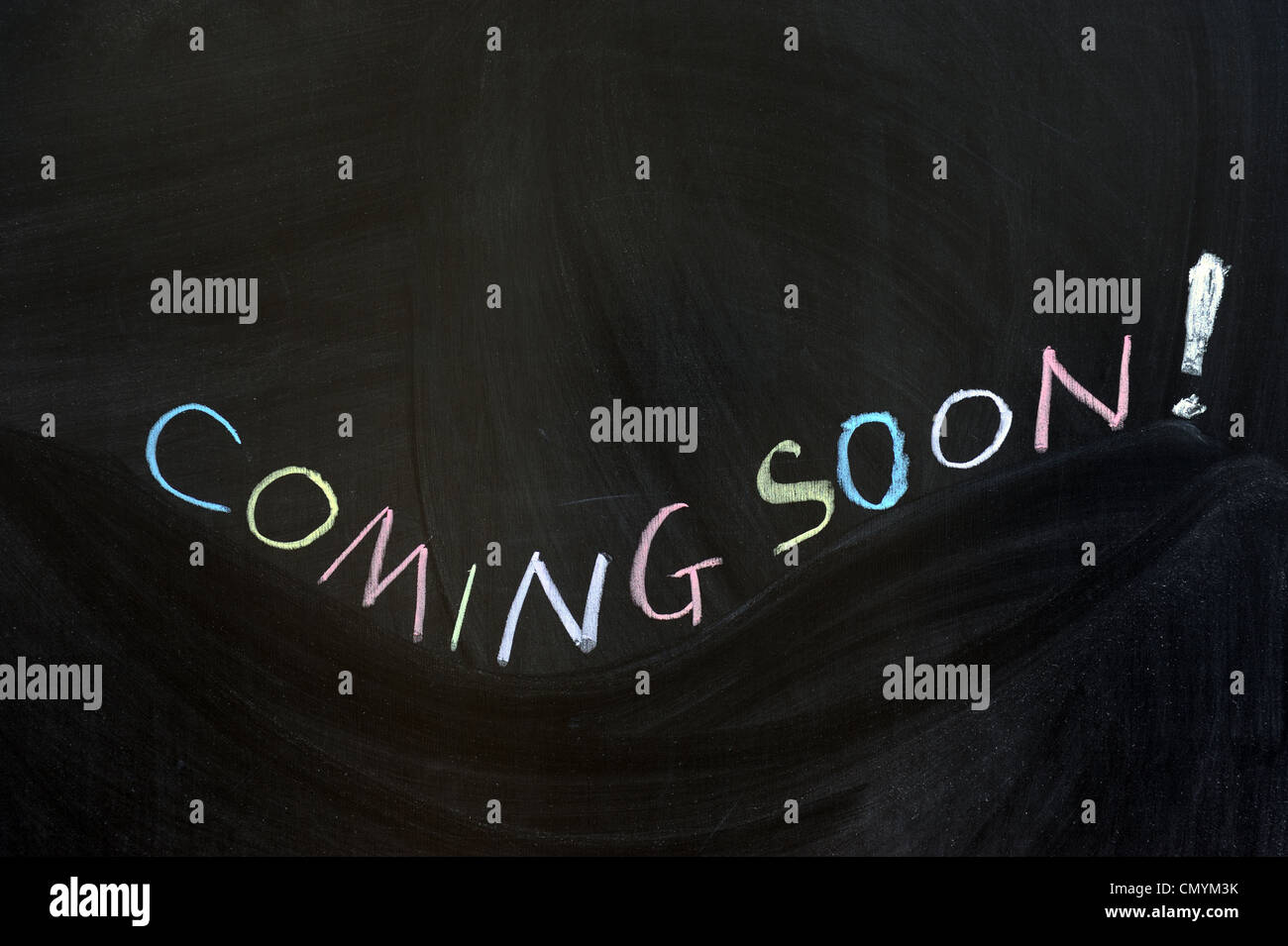 Conceptional chalk drawing - Coming soon Stock Photo - Alamy