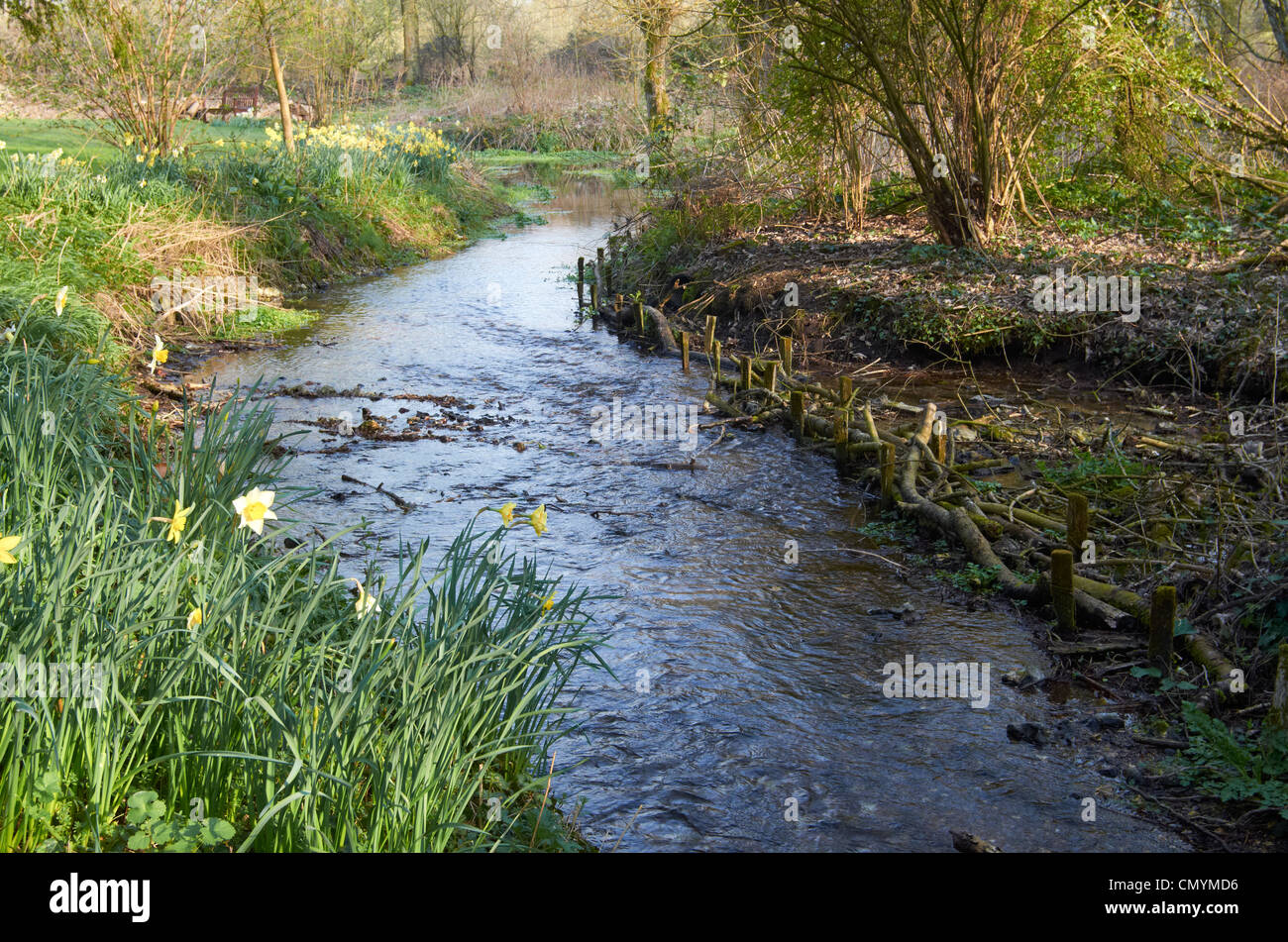 The Hyde Bourne, a small tributary of the River Itchen at Headbourne ...