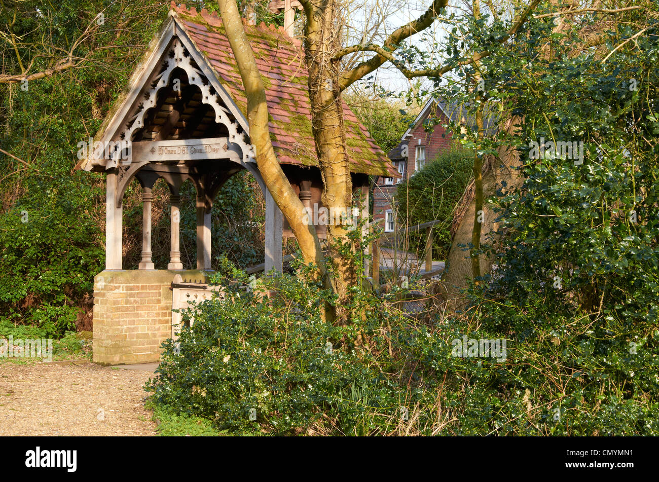 Lychgate (lych gate, lichgate, lycugate), Headbourne Worthy church in ...