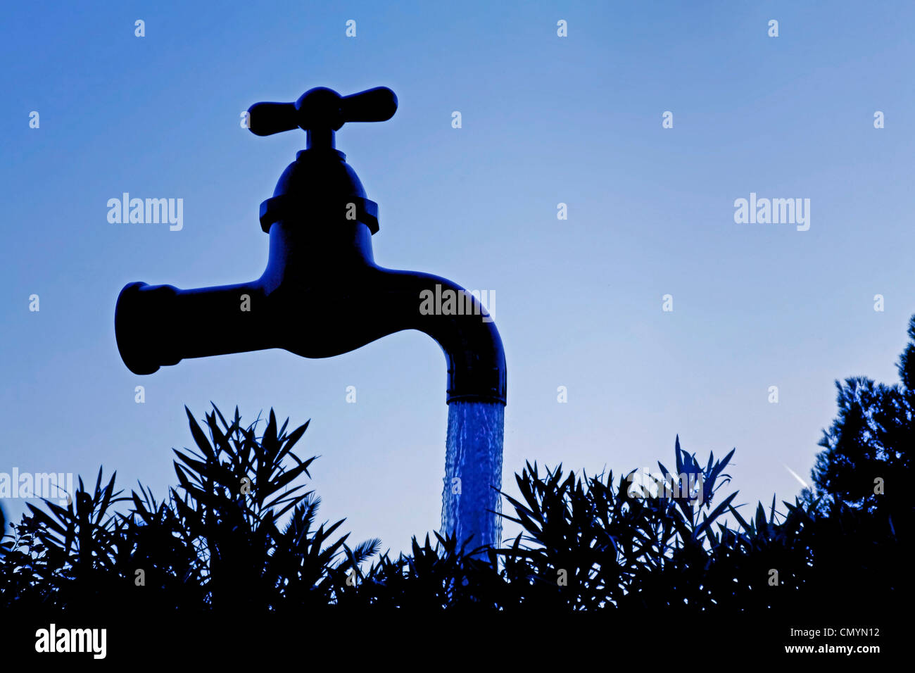 Spain Menorca Cala Santa Galdana floating water tap Stock Photo - Alamy