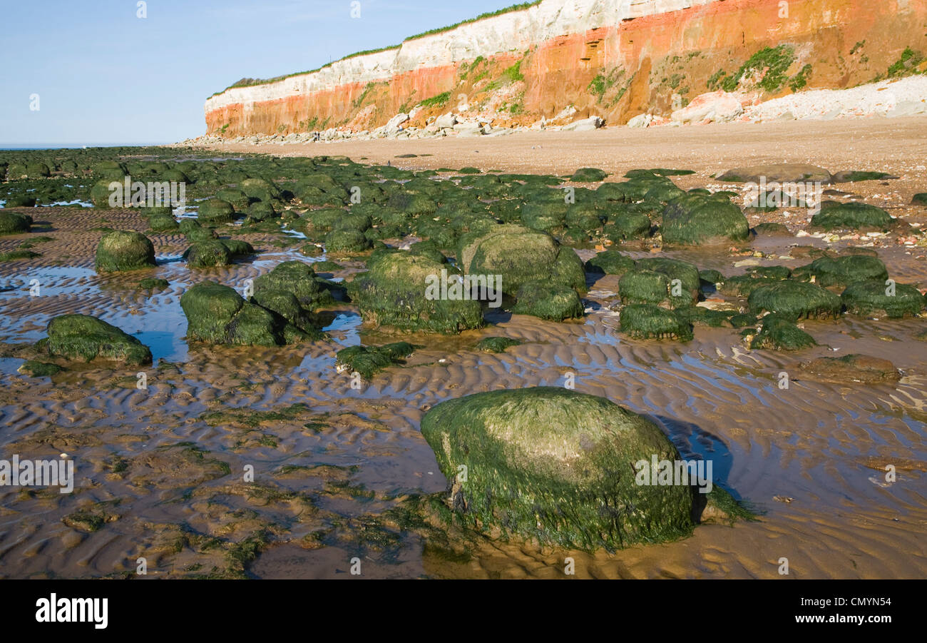 Red and white striped cliffs Hunstanton, Norfolk, England Stock Photo ...