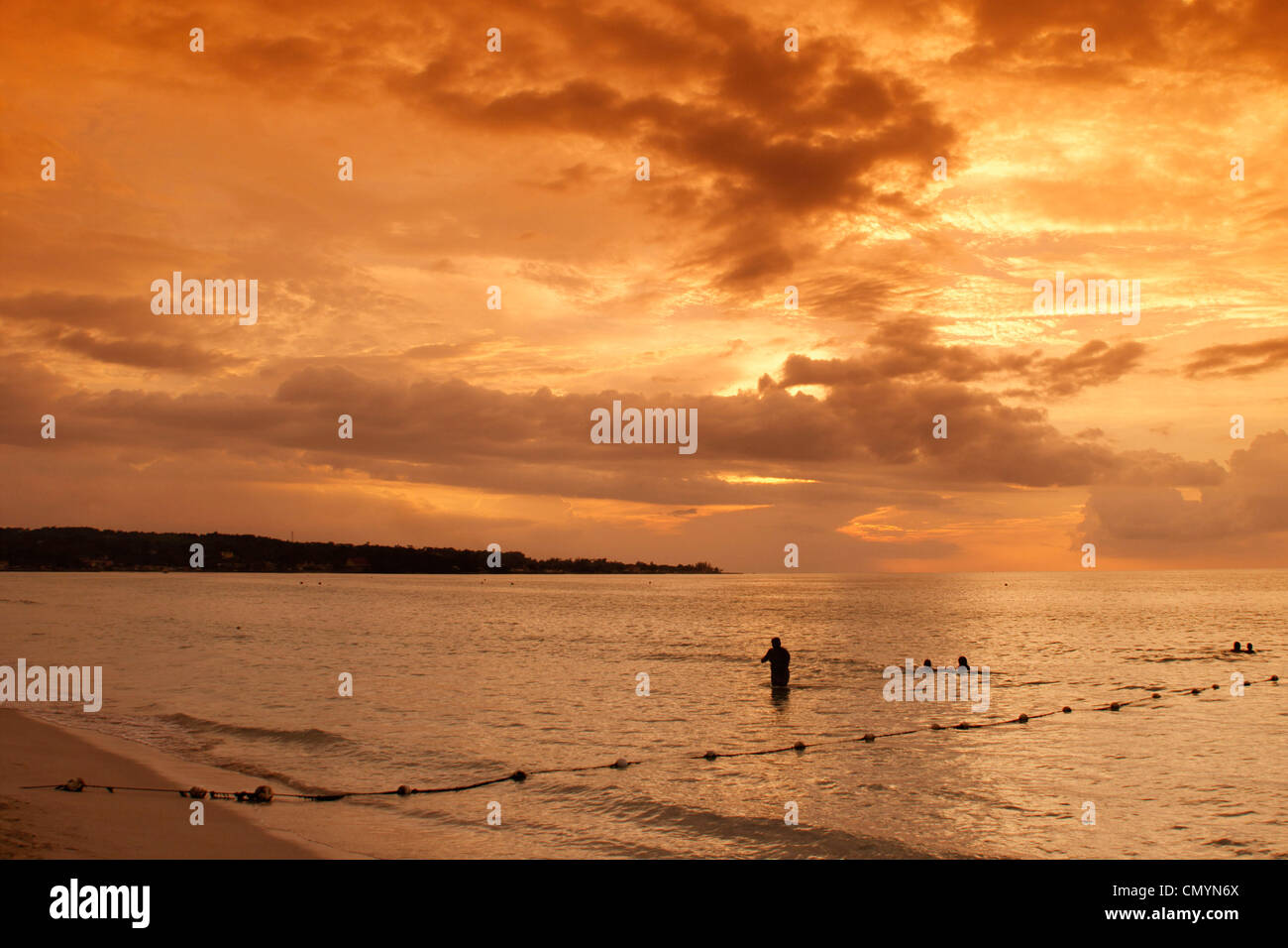 Jamaica Negril beach sunset Stock Photo - Alamy
