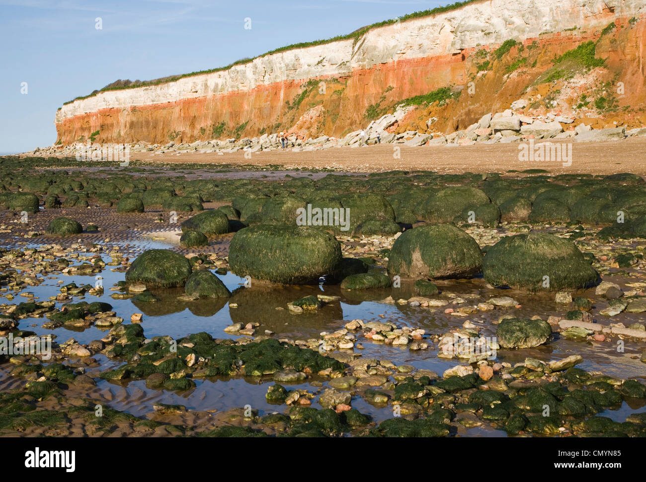 Red and white striped cliffs Hunstanton, Norfolk, England Stock Photo ...