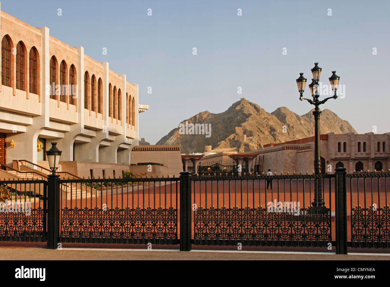 Oman Muscat Sultans Palace background Al Mirani Fort Stock Photo - Alamy