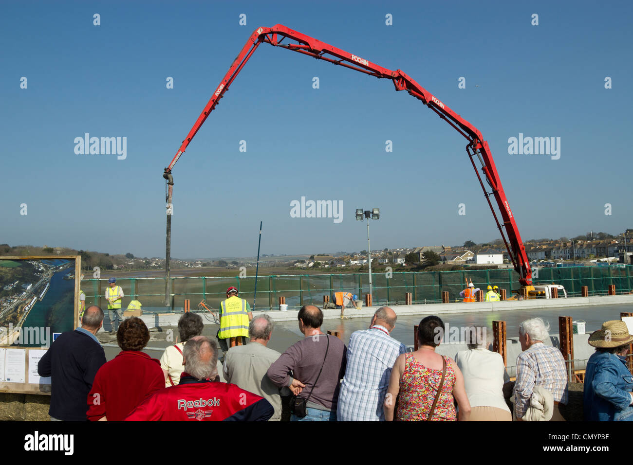 Concrete pour for the deck of the new bridge over Copperhouse Pool in ...